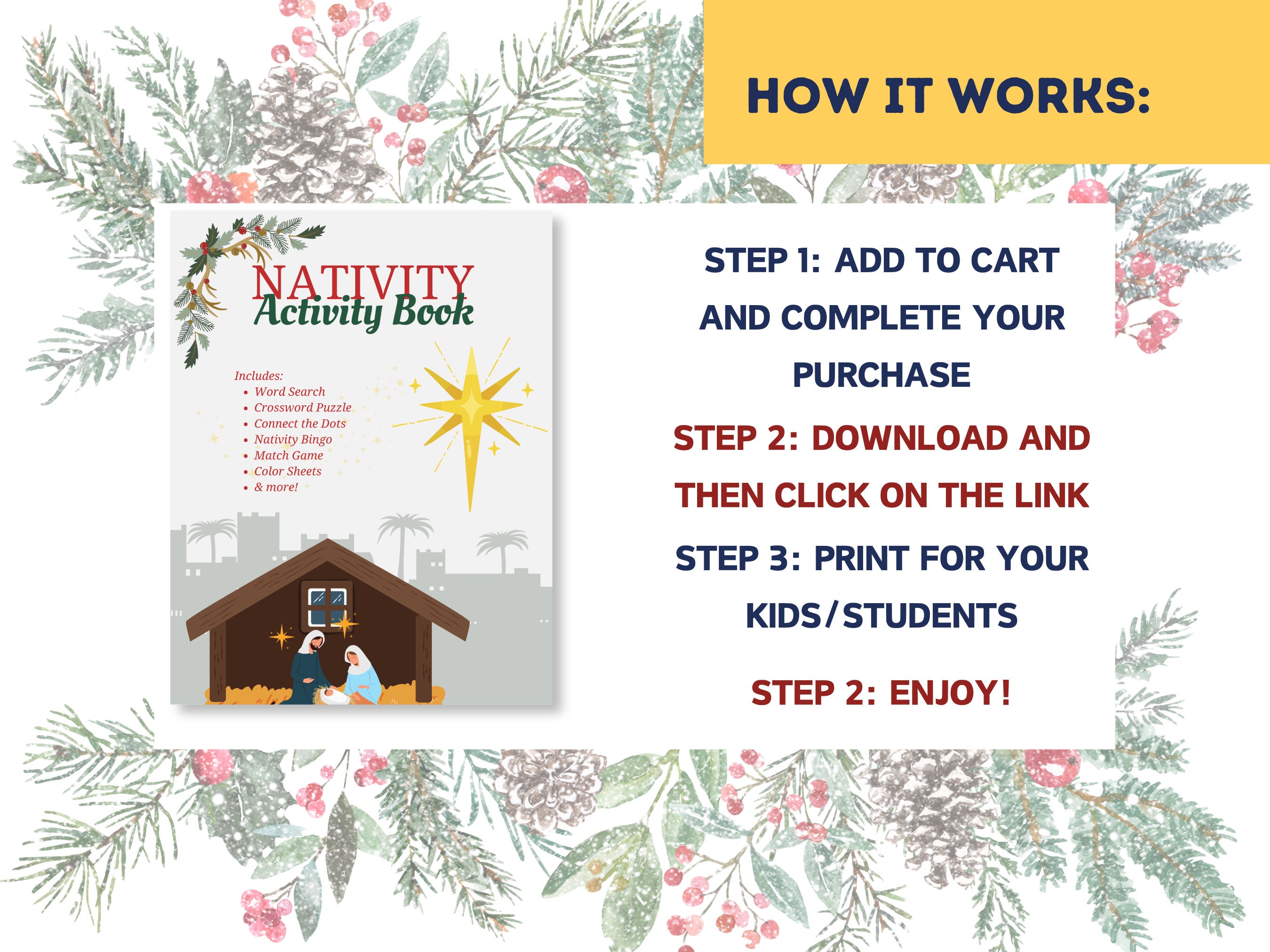 Nativity Printable, Kids Activity Bundle, Christmas Printable, Nativity ...