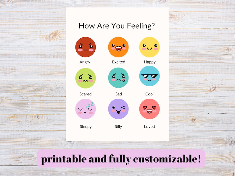 Feelings Chart | Emotions Print | Printable Wall Art | Montessori ...