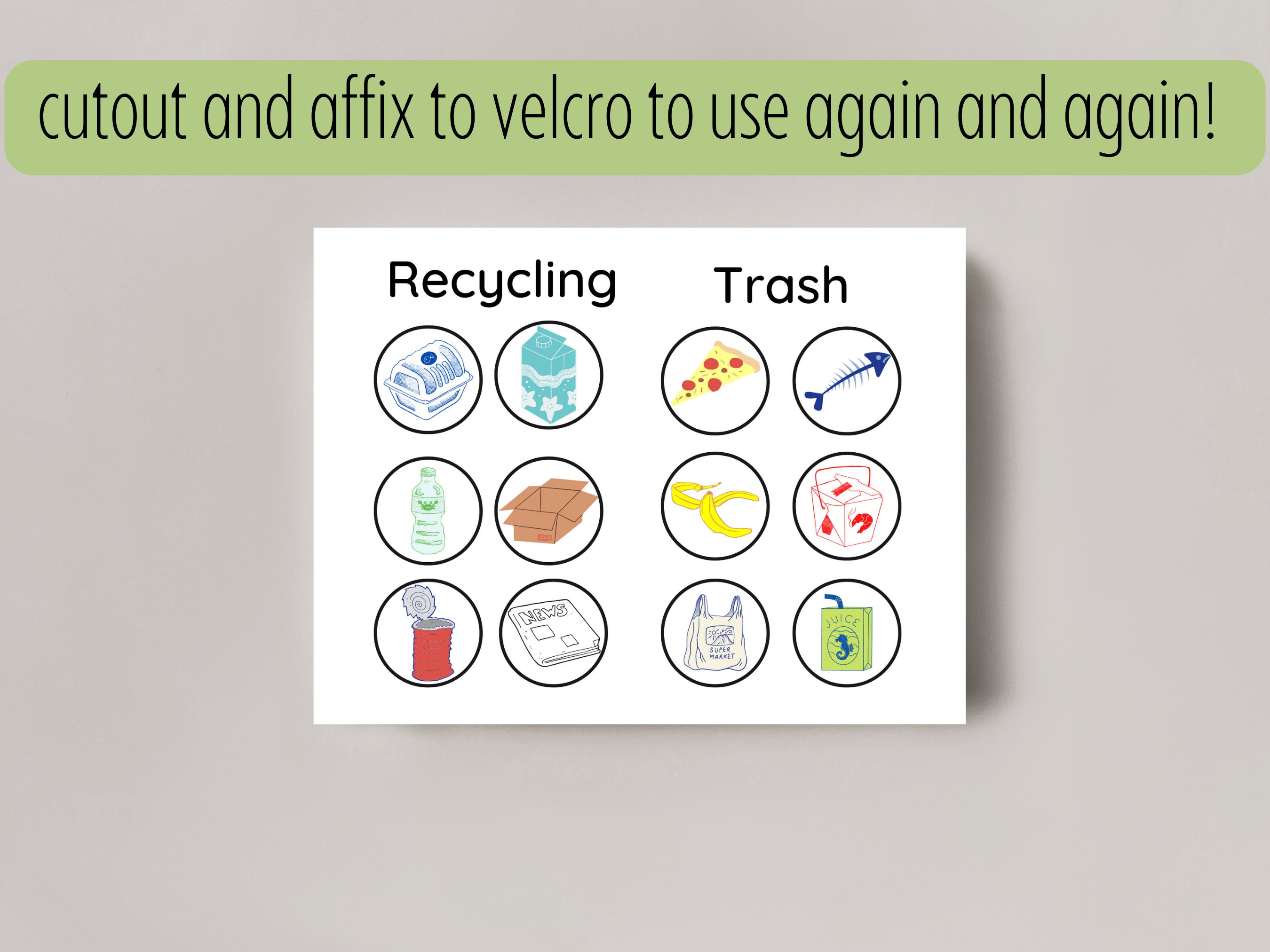 Trash/recycle Sorting Activity | Busy Book | Printable Worksheet ...