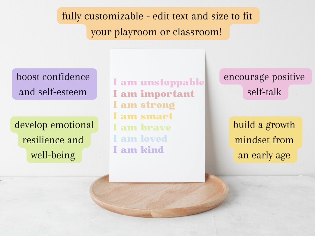 Affirmations for Kids | Positive Affirmations for Classroom, Kids' Room ...