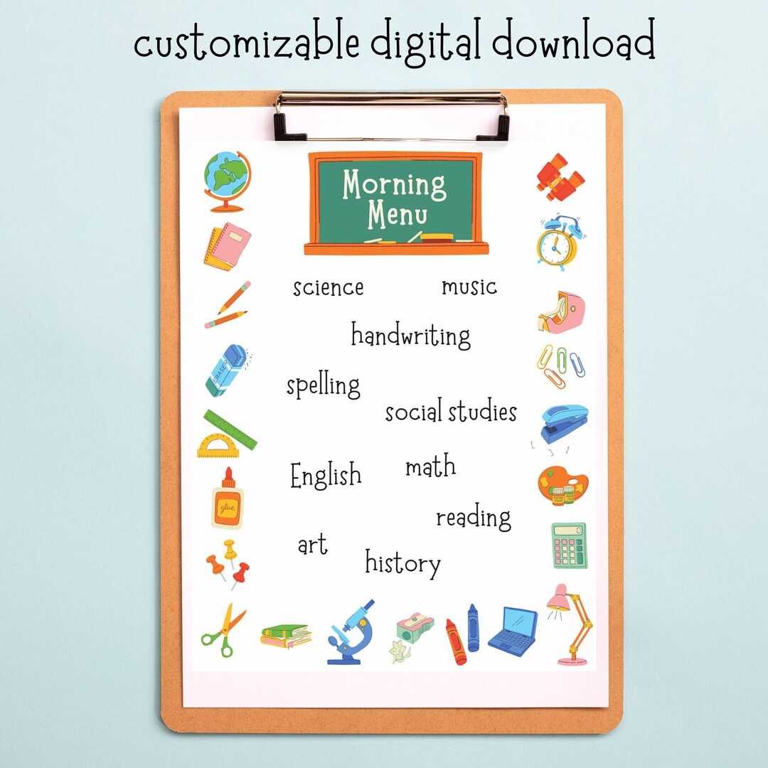 Morning Menu, Homeschool Morning Menu, Homeschool Printables, Morning ...