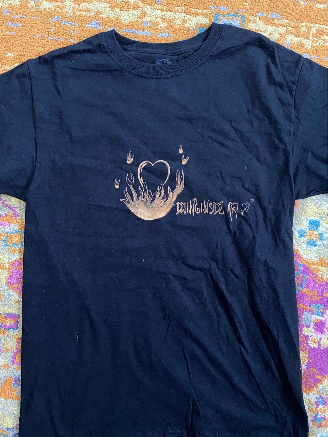 Hand Painted Bleach Heart Flame Shirt - Etsy