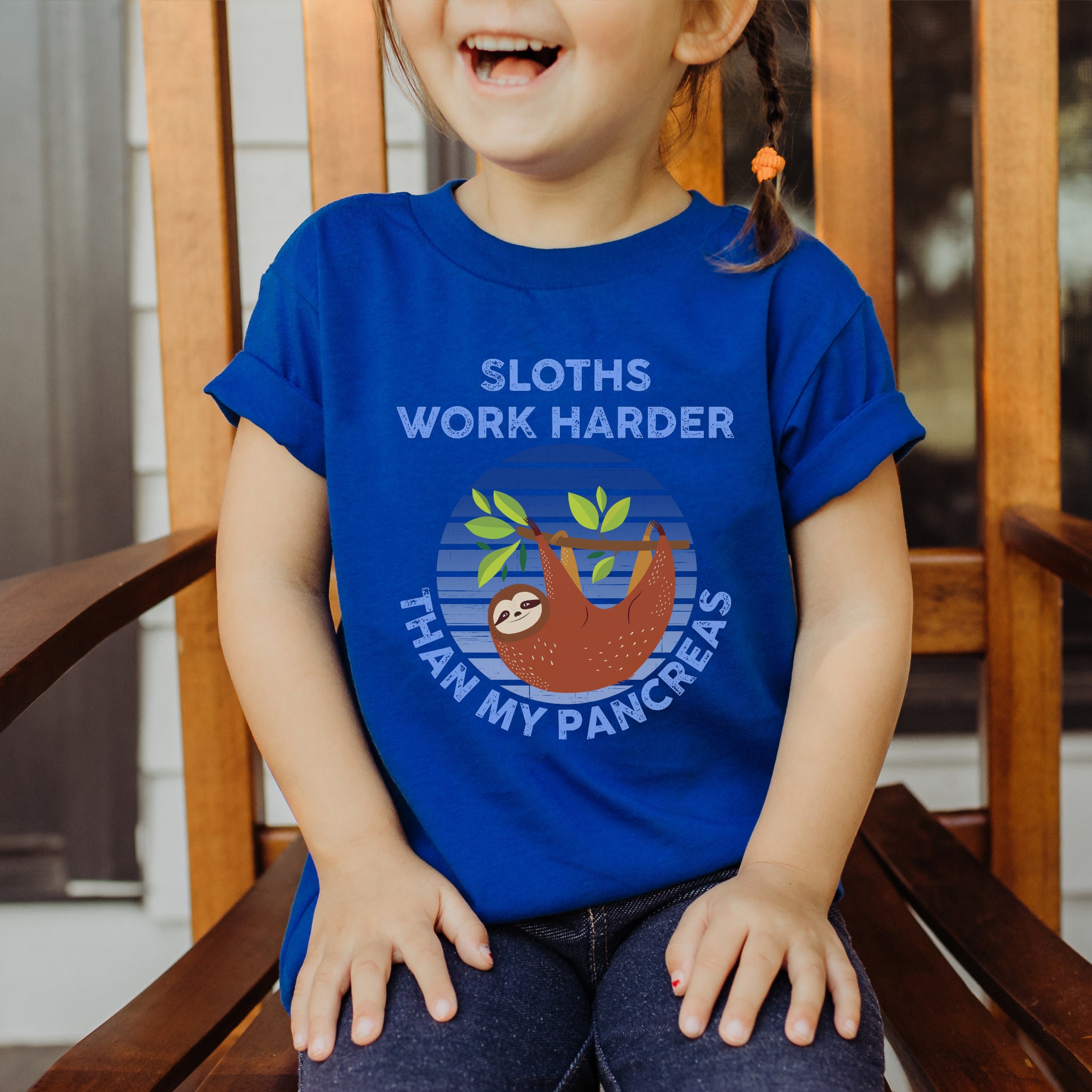 Sloths Work Harder Than My Pancreas Kids T-shirt Funny Boys - Etsy