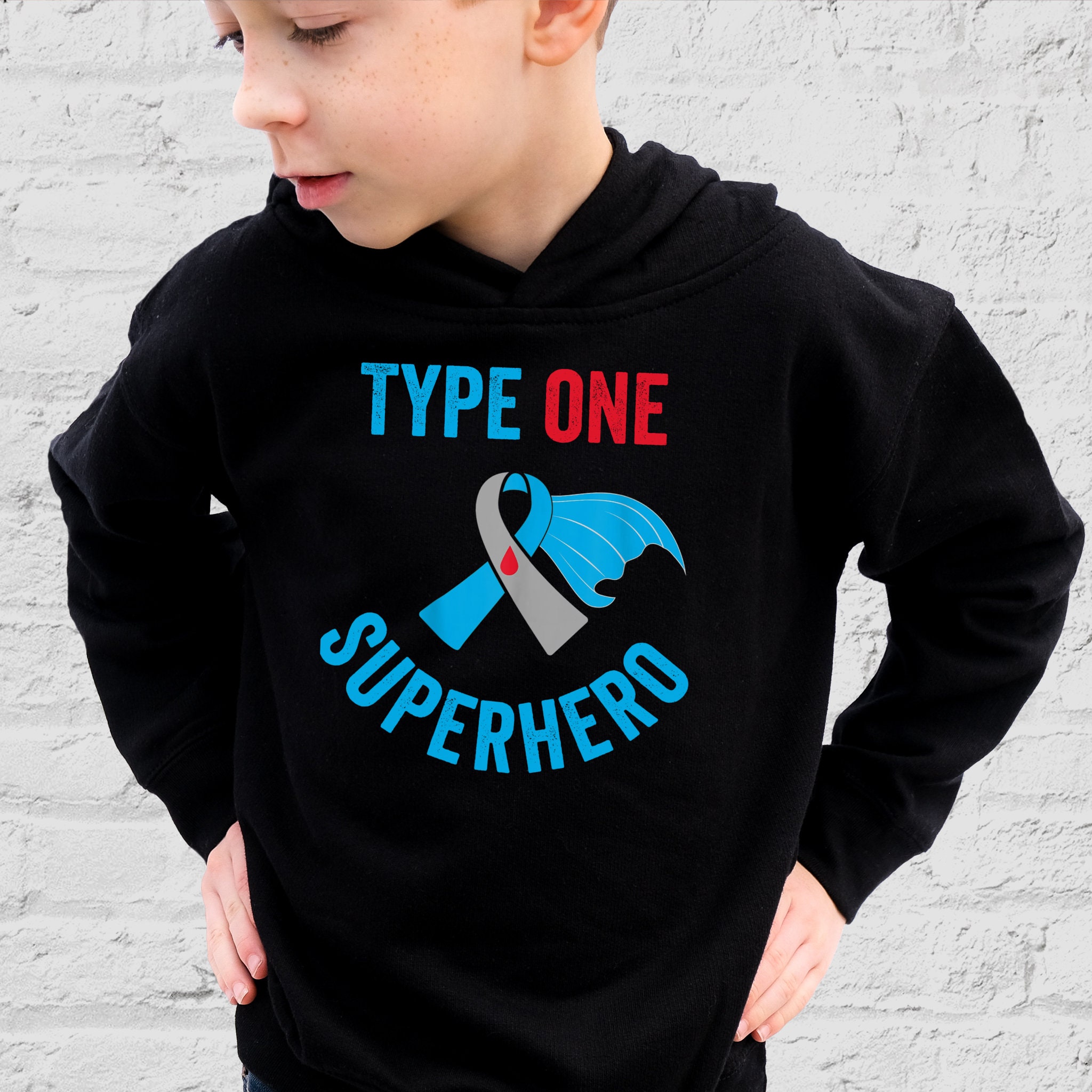 KIDS Type One Superhero T1D Hoodie BOYS Type 1 Diabetes - Etsy