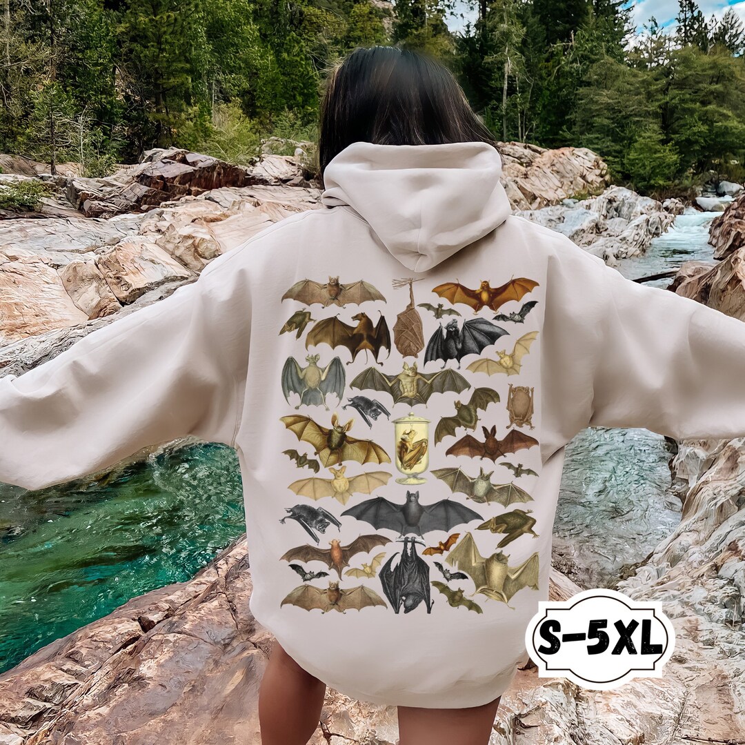 Retro Cottagecore Oversized Bat Hoodie, Gothic Dark Academia Bat ...