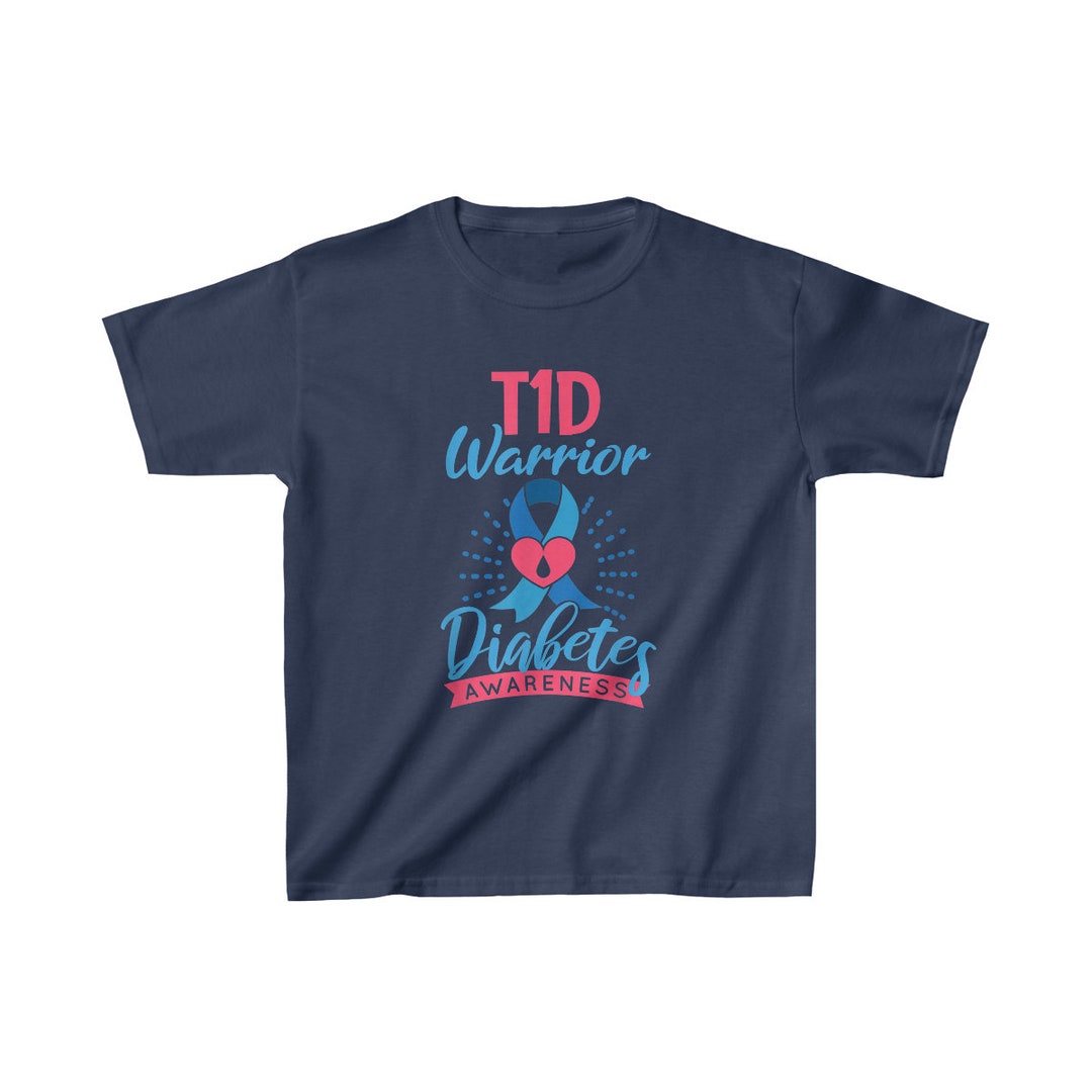 Kids T1D Warrior Diabetes Awareness T-shirt, Boys Type One Diabetes T1D ...