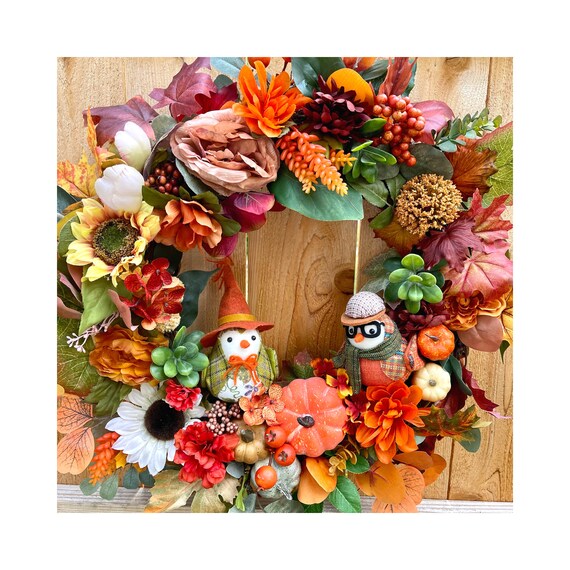 Endearing Birds Dressed in Their Fall Finest Make This Wreath - Etsy