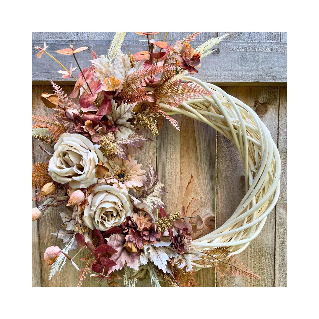 Boho Neutral Wreath for Front Door; Neutral Modern Wreath; Modern Soft ...