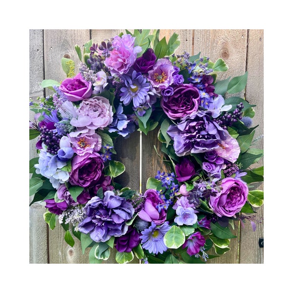 Purple Flower Wreath - Etsy