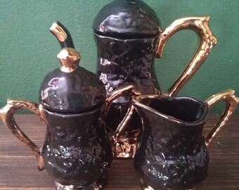 Black Gold Tea Set | Etsy
