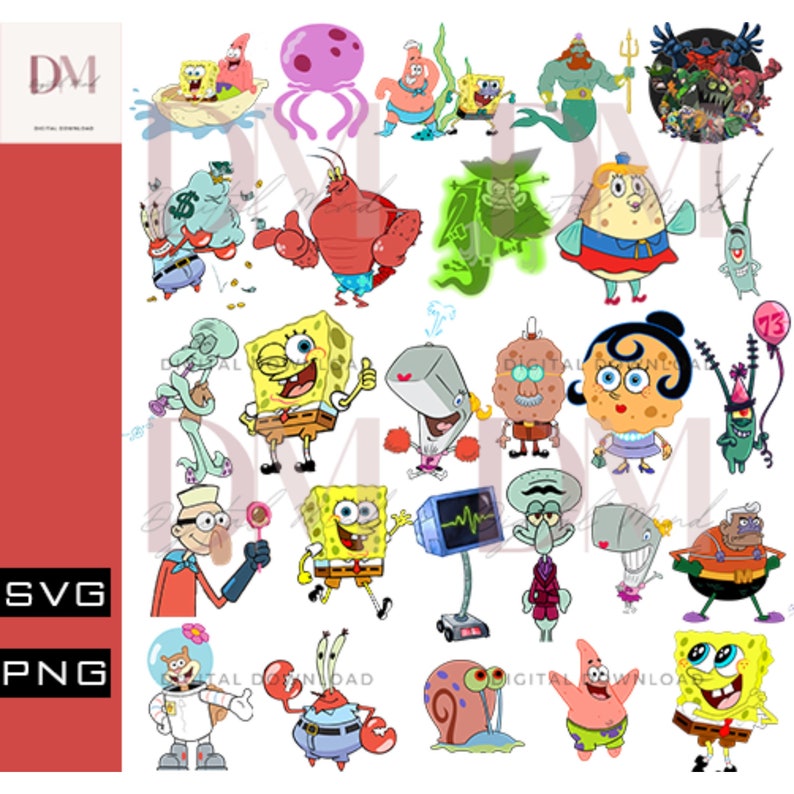 Spongebob PNG SVG Ready to Print Images - Etsy