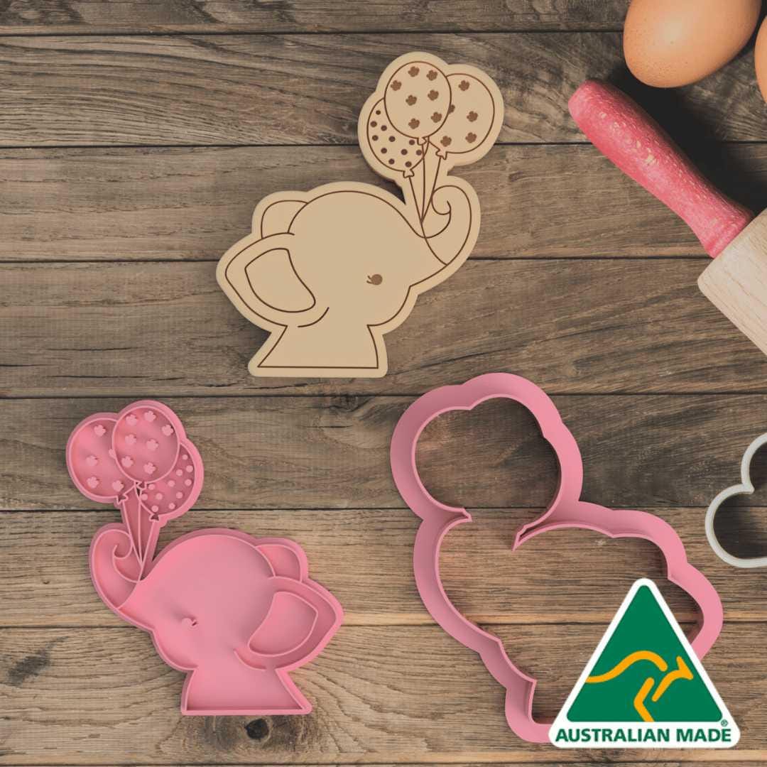 Elephant With Balloons Cookie Cutter and Embosser Stamp - Etsy