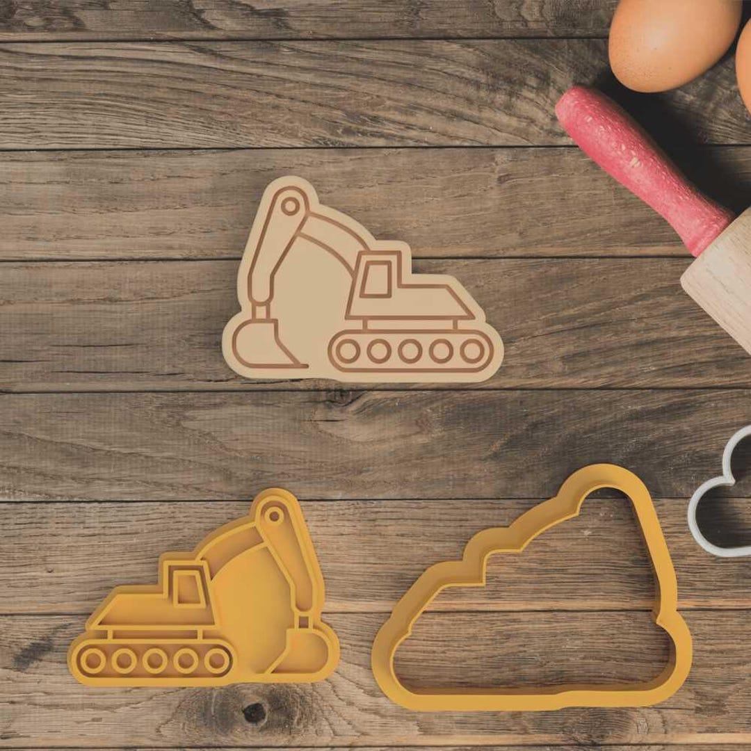 Excavator Cookie Cutter and Embosser Stamp - Etsy