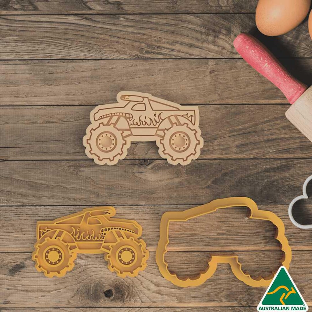 Yellow Monster Truck Cookie Cutter and Embosser Stamp - Etsy