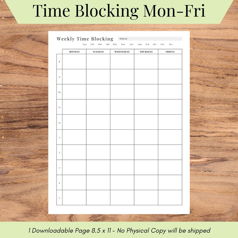 Time Block Printable - Etsy