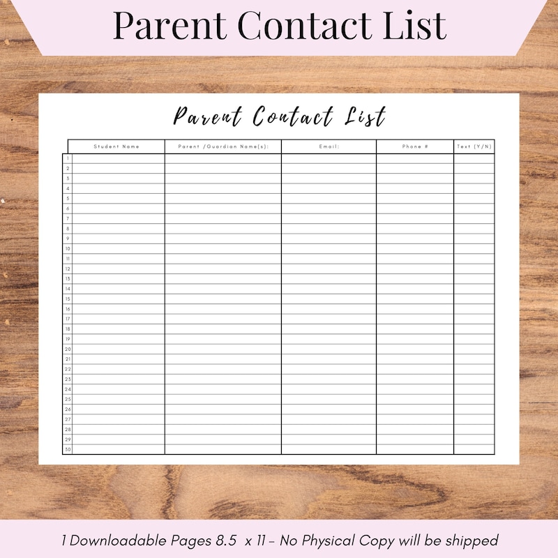 Contact List Parents - Etsy
