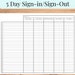 Mon-fri Sign-in Template, Printable Sign-in and Sign-out Sheet, Weekly ...