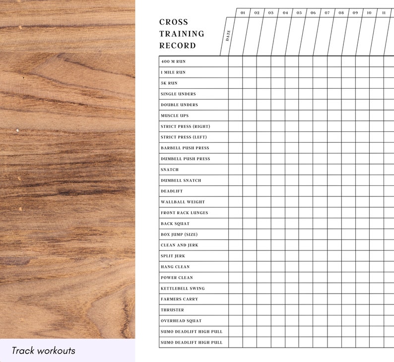Cross Training Record Tracker, Fitness Goals, Strength Training ...