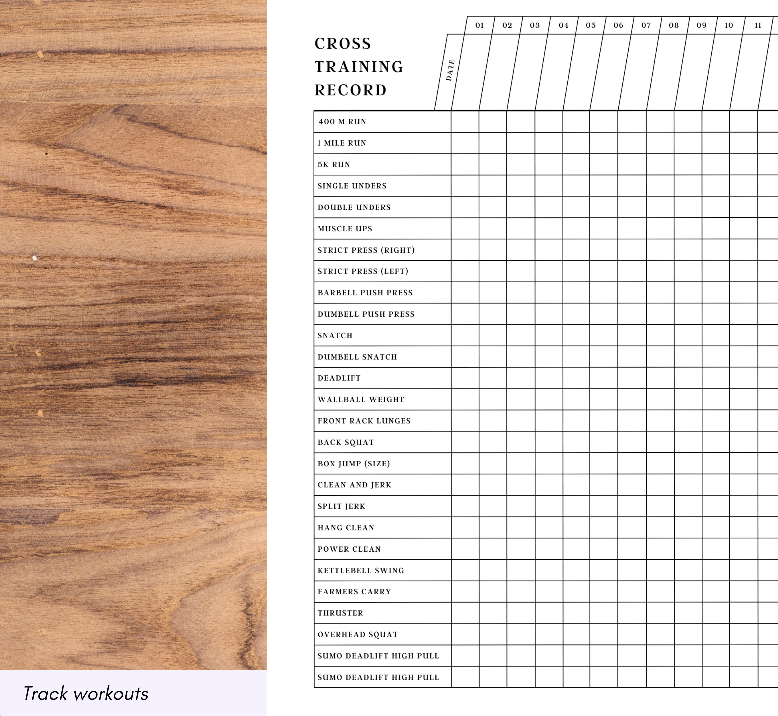 Cross Training Record Tracker, Fitness Goals, Strength Training ...