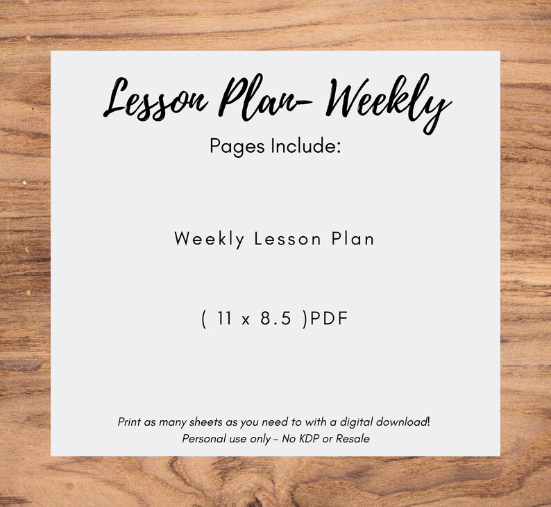 Weekly Lesson Plan Overview, Printable Time Blocked Lesson Plan ...