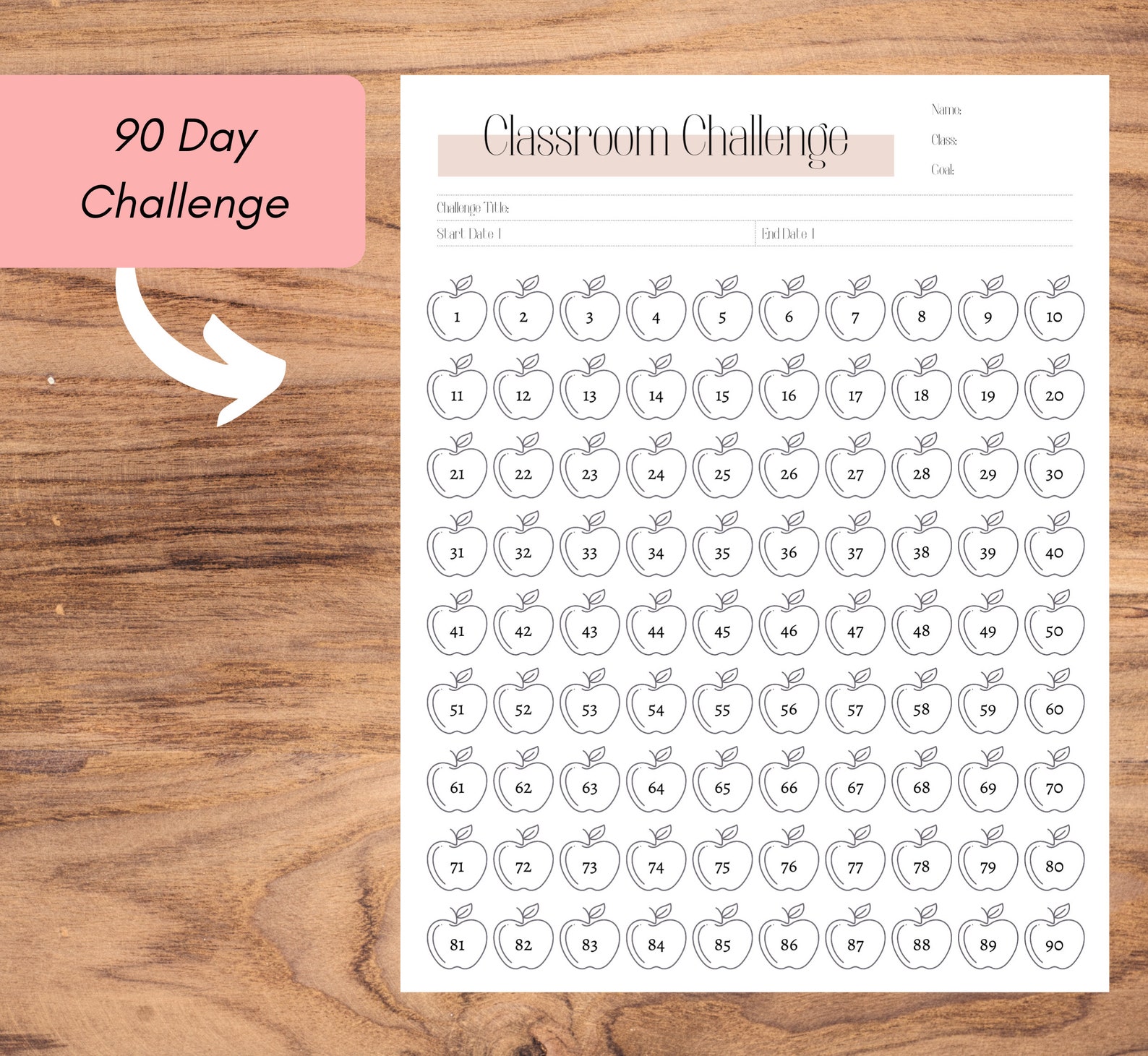 Classroom Challenge 30-day 90-day & 100-day Classroom | Etsy
