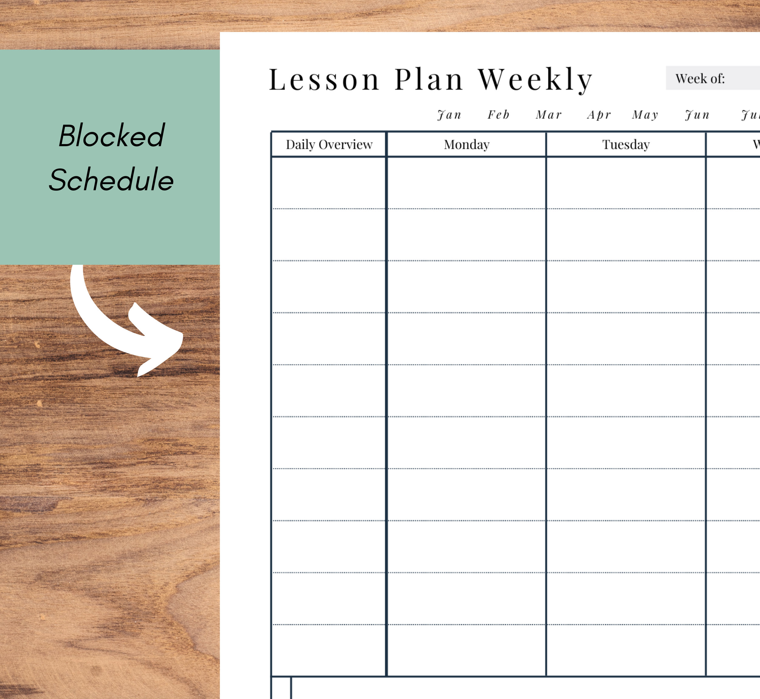 Weekly Lesson Planner Printable Template, Open Schedule Planner, Weekly ...