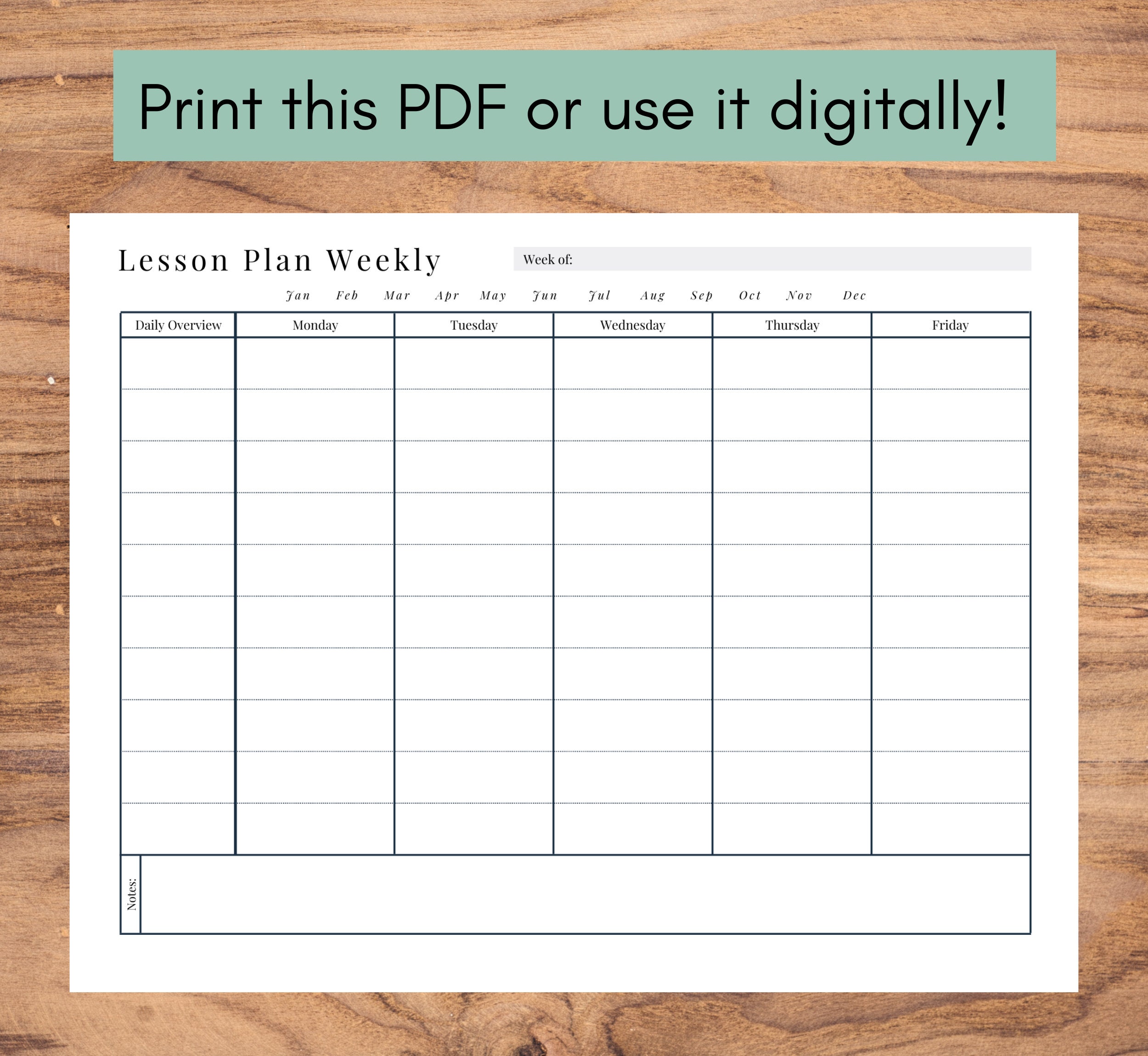Weekly Lesson Planner Printable Template, Open Schedule Planner, Weekly ...
