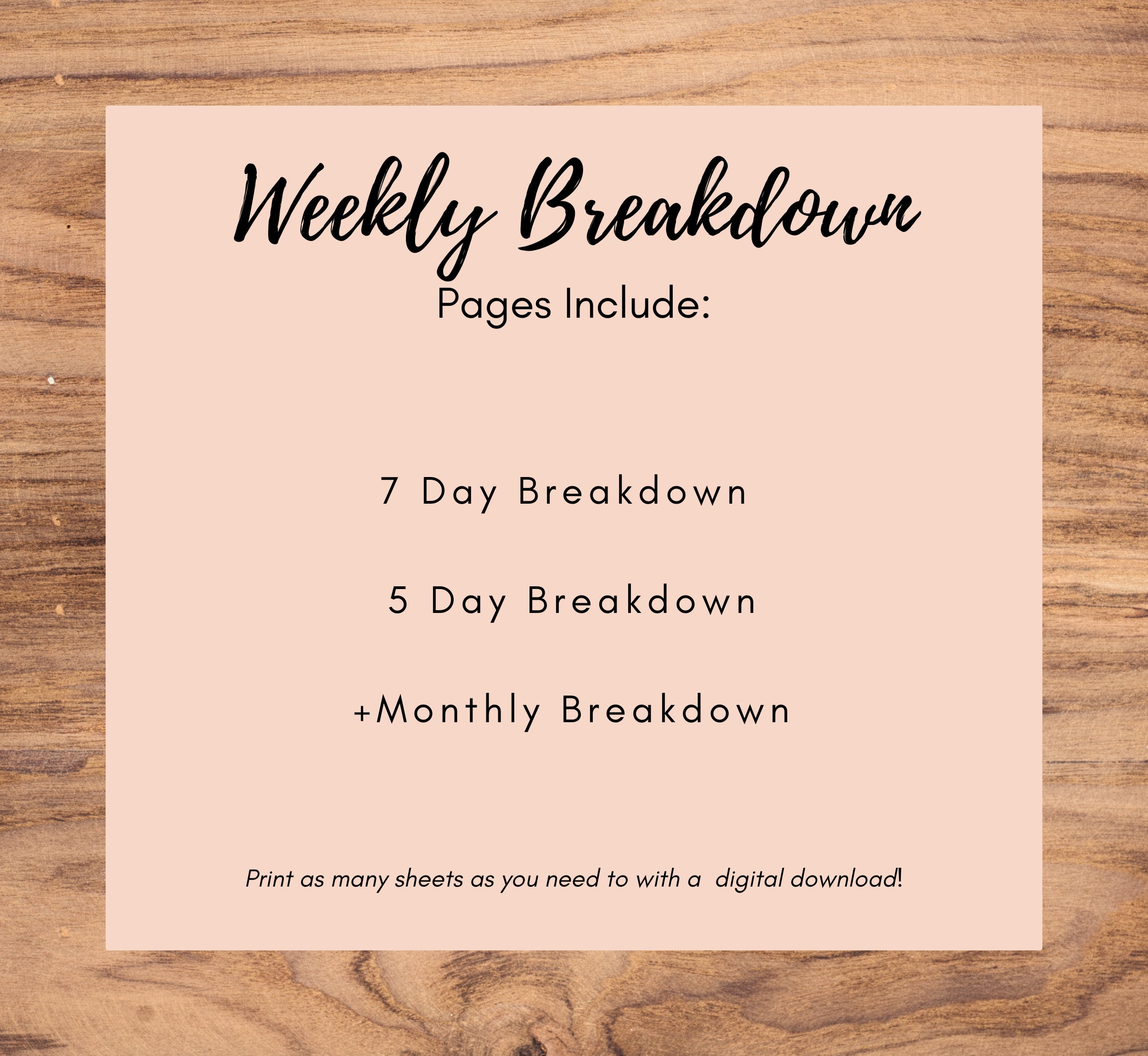 Weekly Breakdown Notepad Weekly Planner Printable 5-day - Etsy