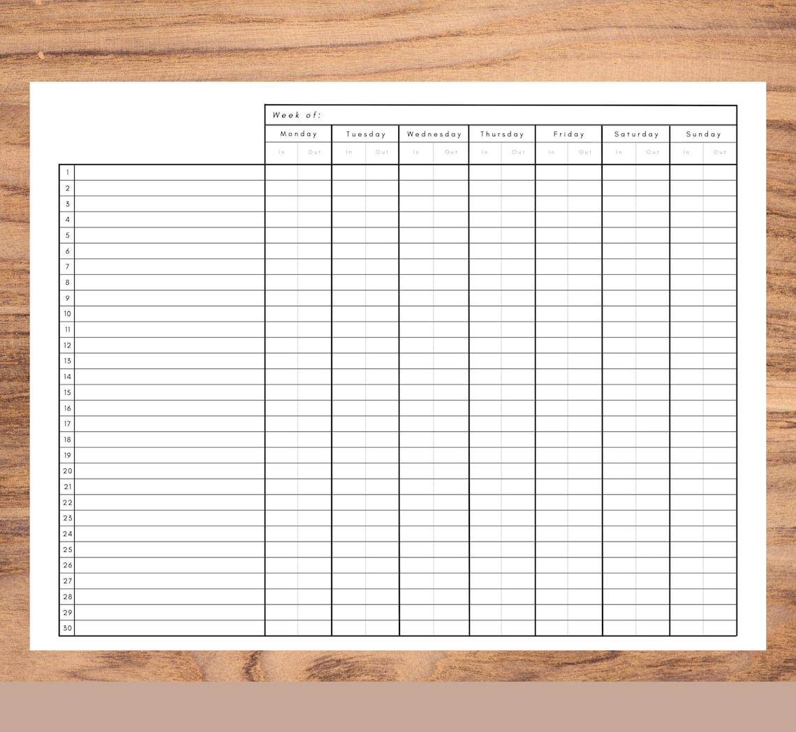Sign-in & Sign-out Sheet, Sign-in Template, Sign- in Book, Daily Sign ...