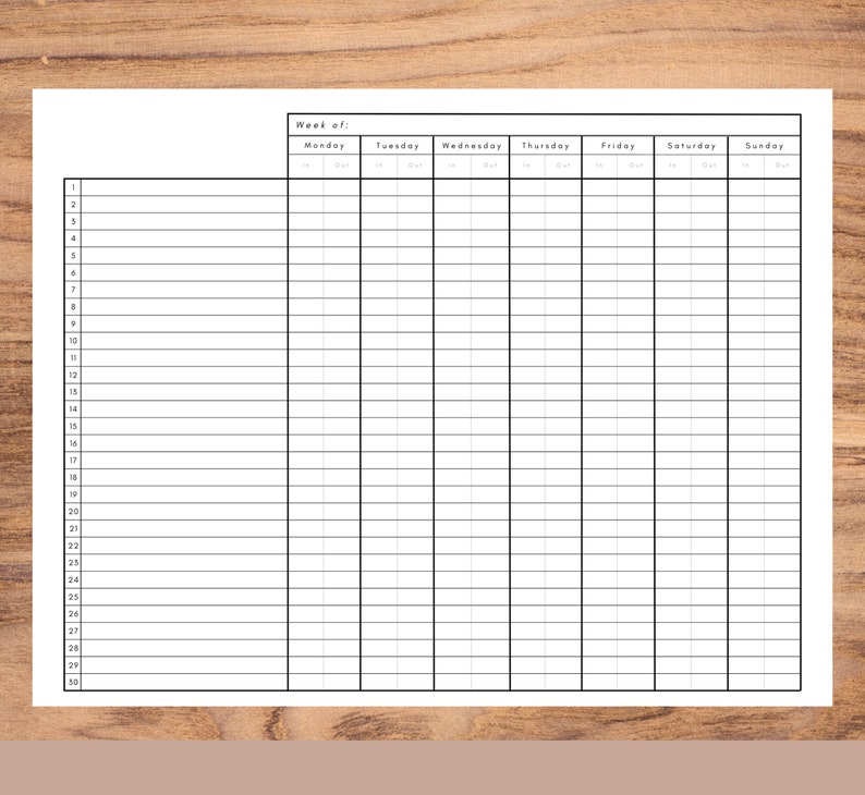 Sign-in & Sign-out Sheet, Sign-in Template, Sign- in Book, Daily Sign ...