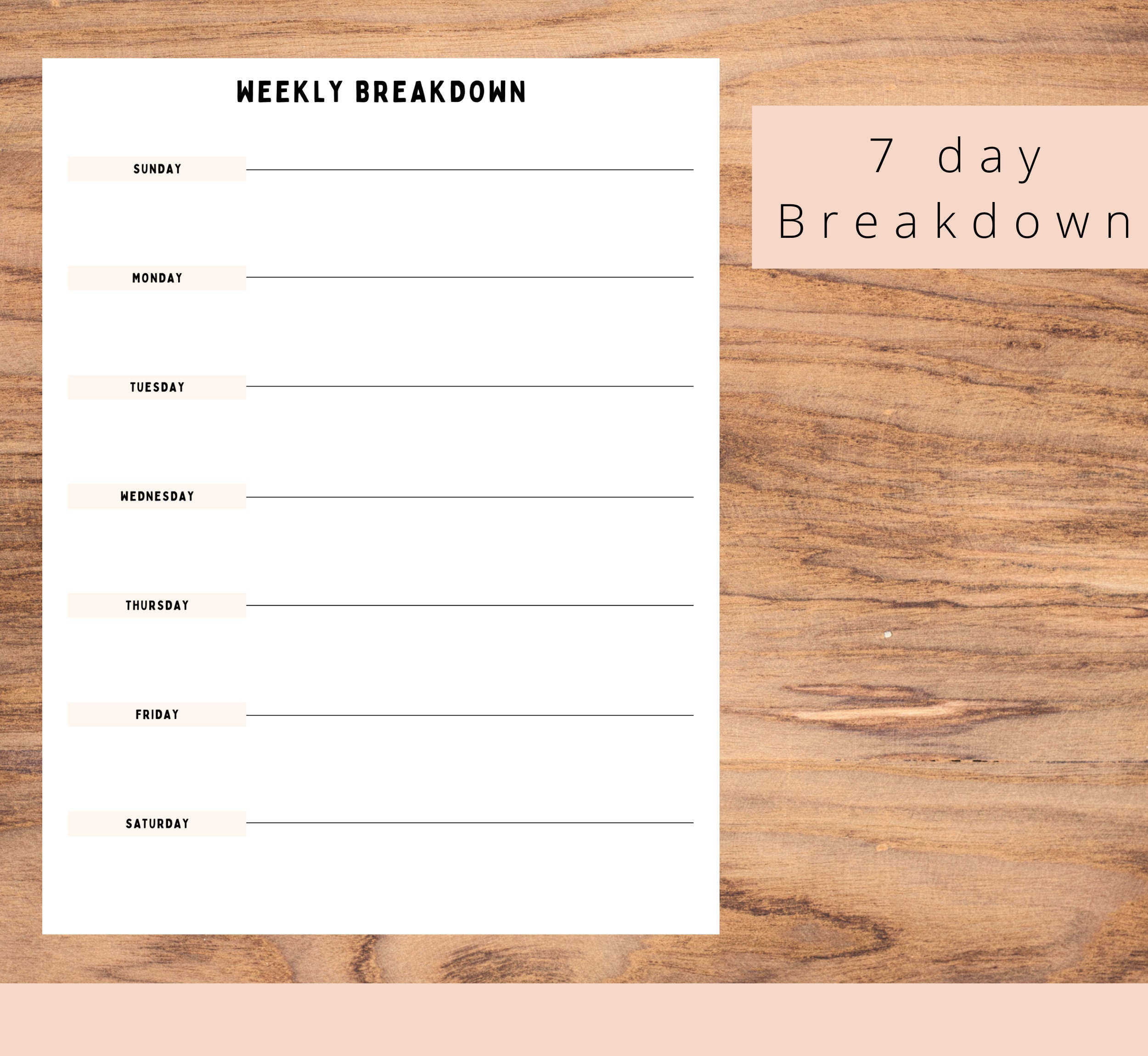 Weekly Breakdown Notepad Weekly Planner Printable 5-day - Etsy