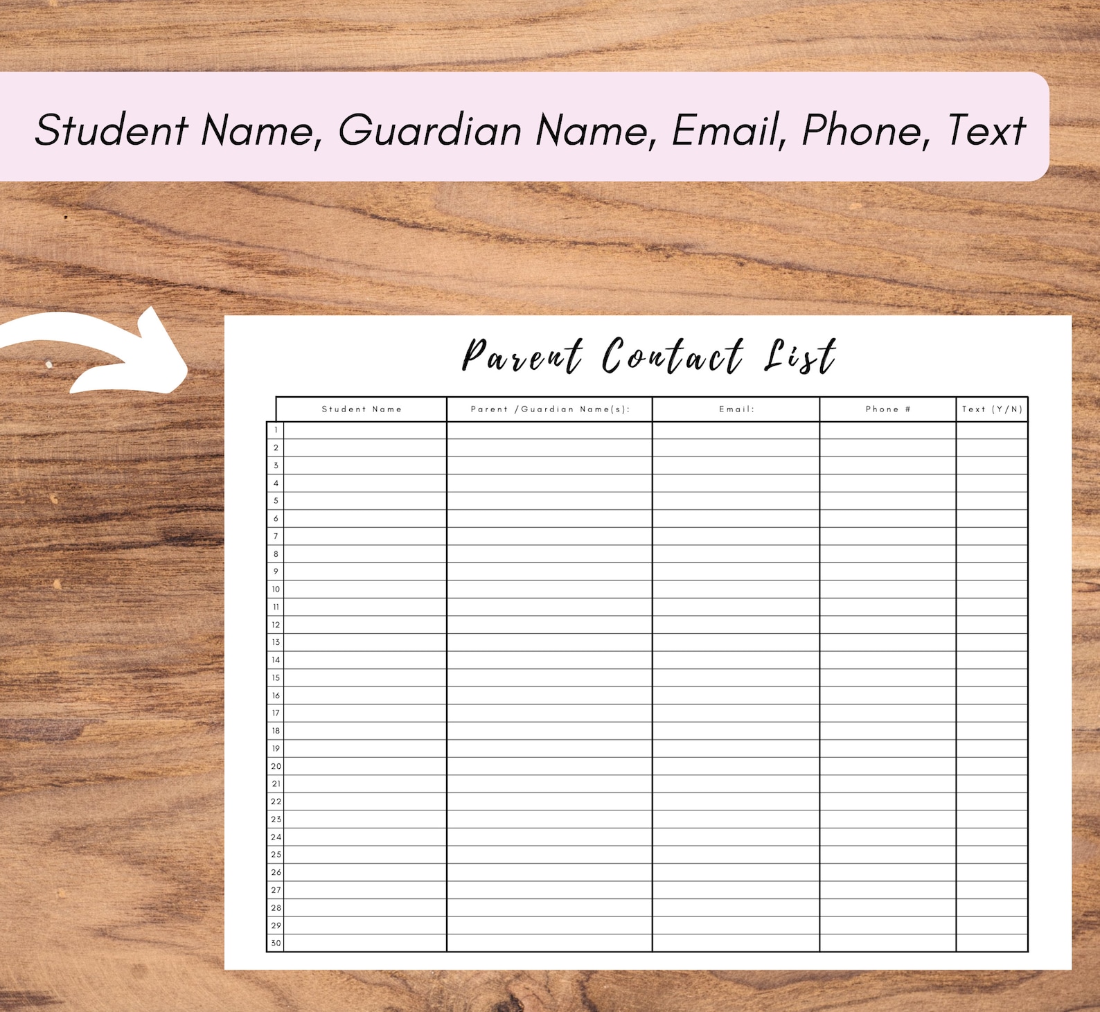 Parent Contact List, Parent Contact Form, Parent Teacher Conference ...