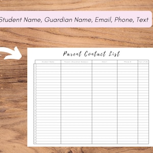 Parent Contact List, Parent Contact Form, Parent Teacher Conference ...