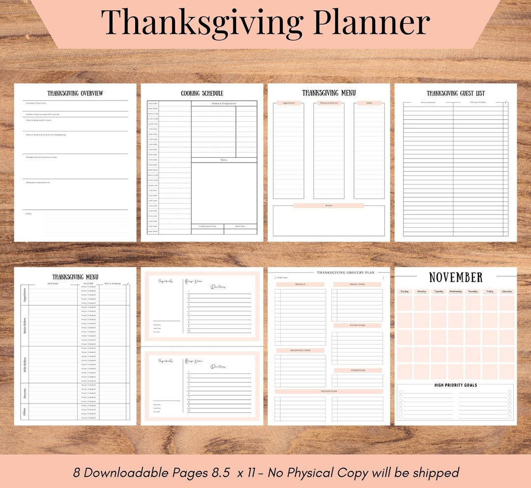 Thanksgiving Planner, Holiday Planner/binder, Thanksgiving Organizer ...