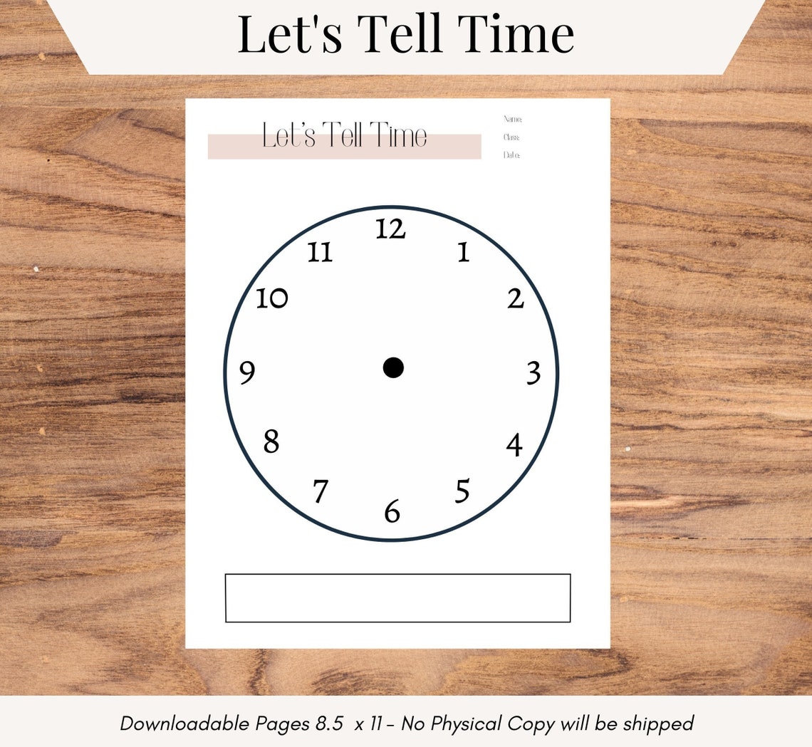 Let's Learn to Tell Time, Telling Time Worksheet, Time Practice, Clock ...