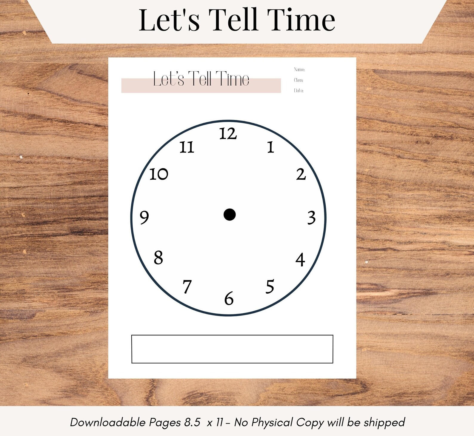 Let's Learn to Tell Time, Telling Time Worksheet, Time Practice, Clock ...