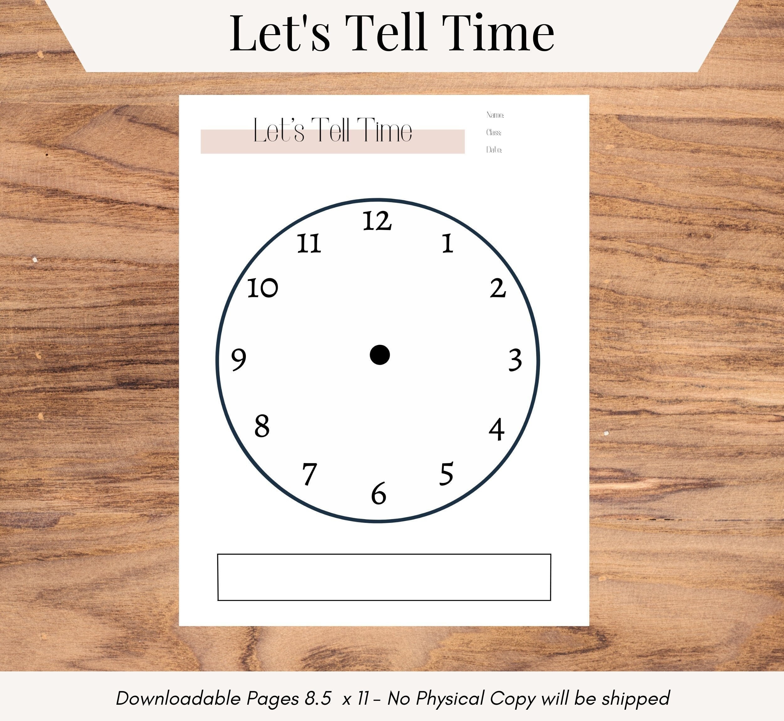 Let's Learn to Tell Time, Telling Time Worksheet, Time Practice, Clock ...