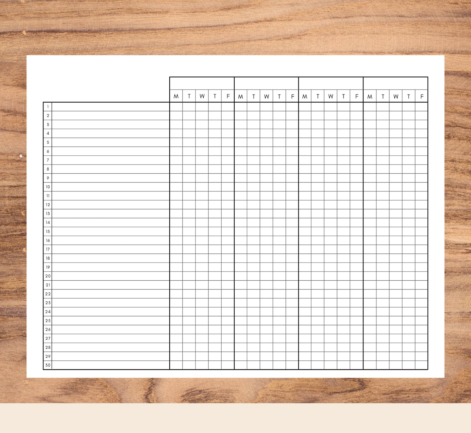 Attendance Sheet Monthly Attendance Sheet Attendance Log - Etsy