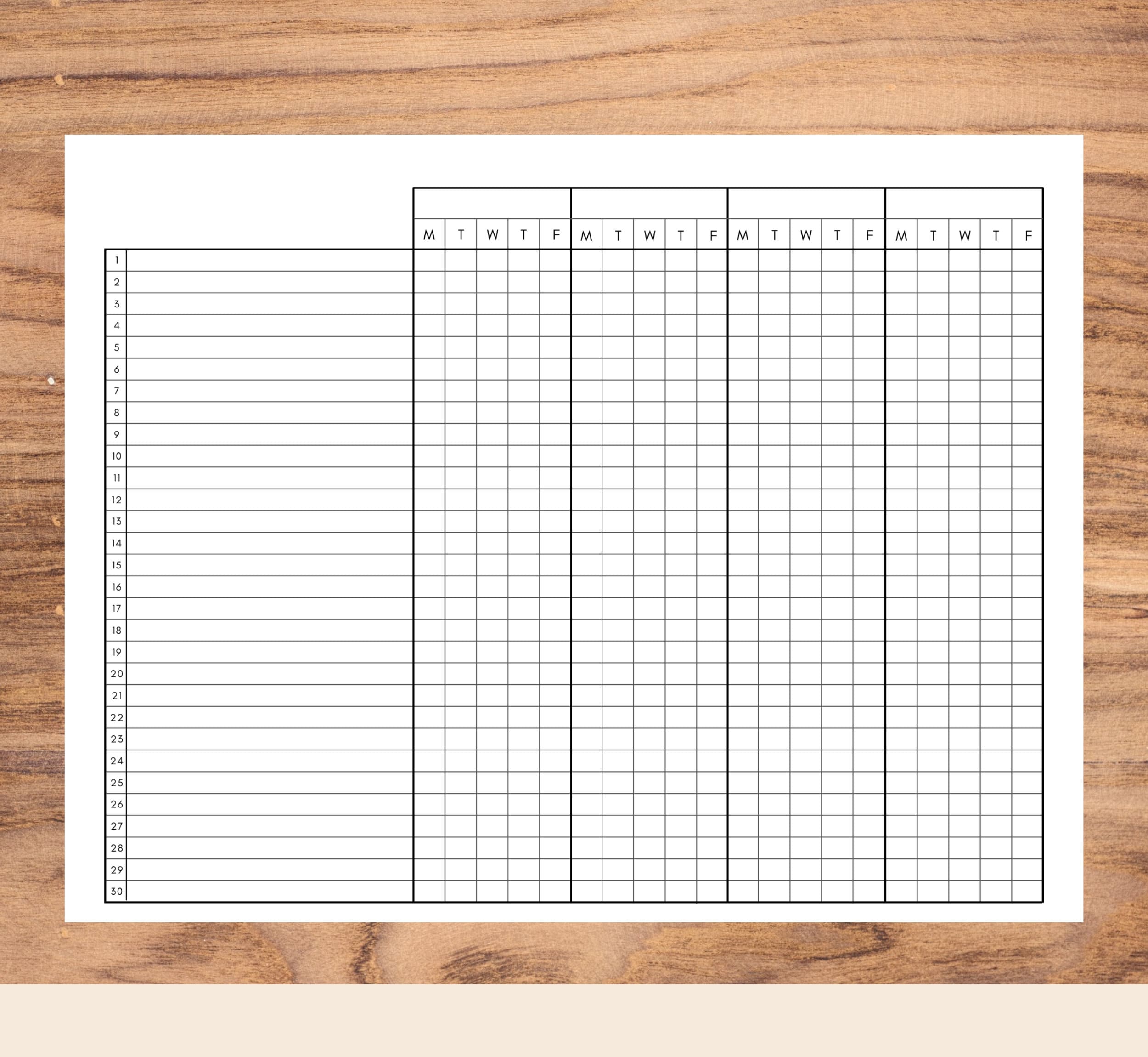 Attendance Sheet Monthly Attendance Sheet Attendance Log - Etsy