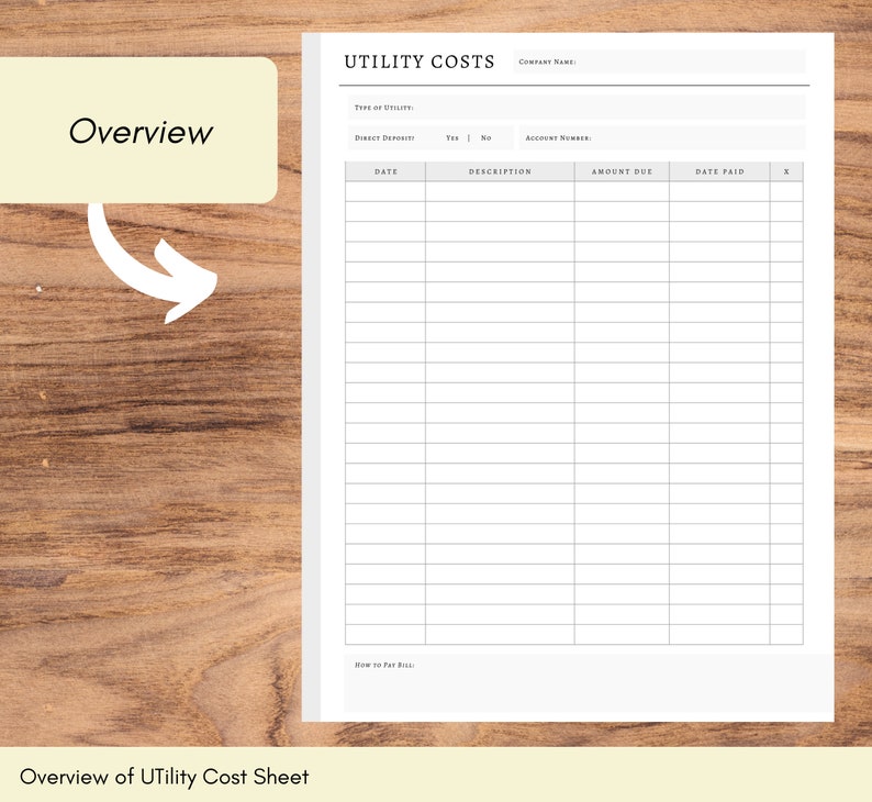 Utility Costs Tracker Printable, Bill Payment, Bill Planner Printable ...