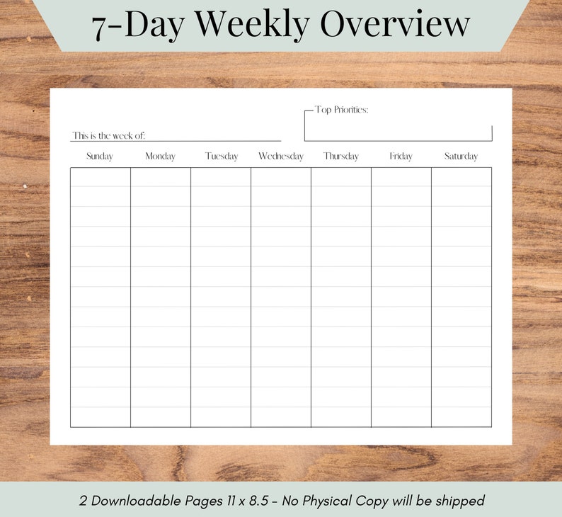 7-day Work Week, Prioritization Journal, Goal Setting Tool for People ...