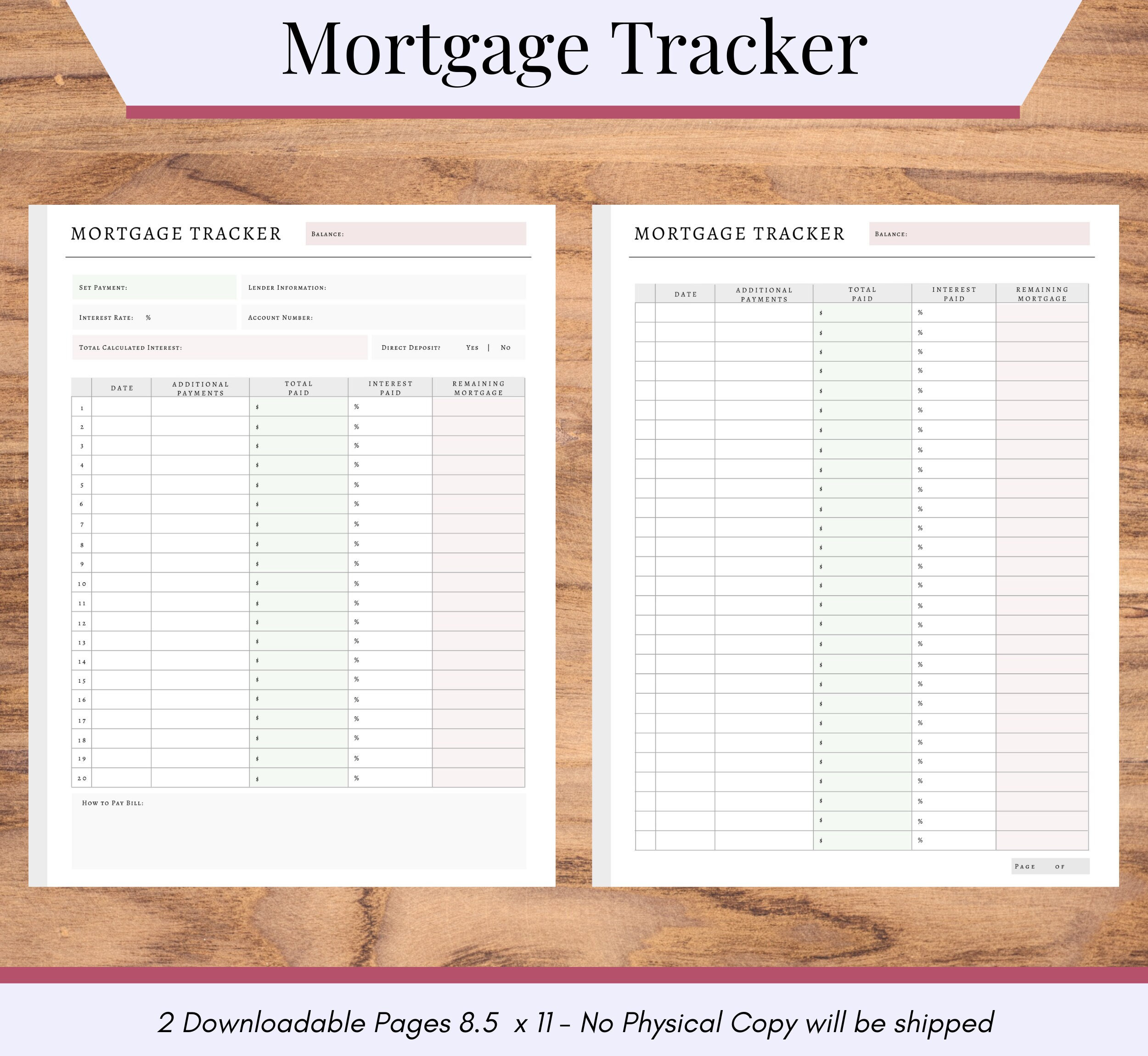 Mortgage Tracker Printable, Debt Payment Tracker, Debt Payoff Planner ...
