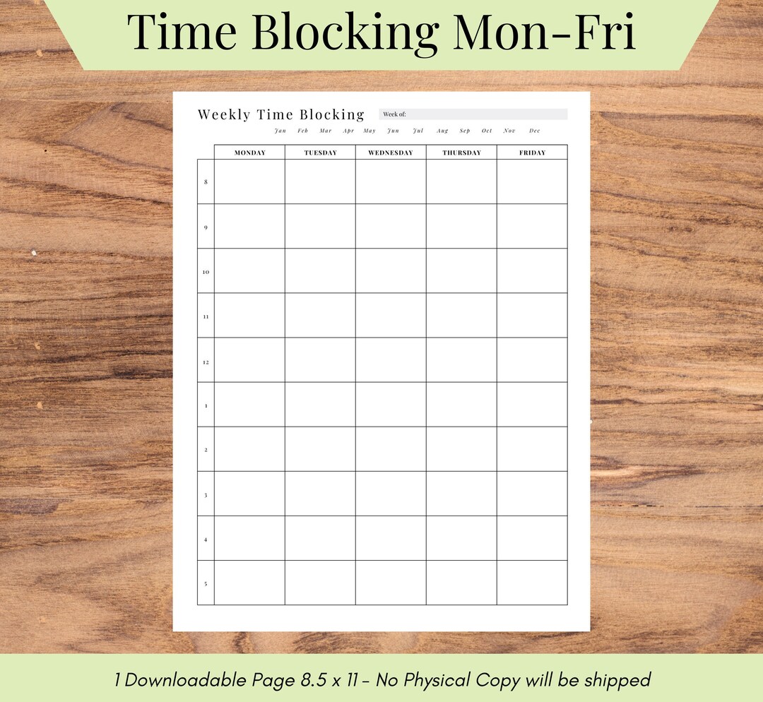 Weekly Time Blocking Worksheet, Printable Classroom Time Blocking, Time ...