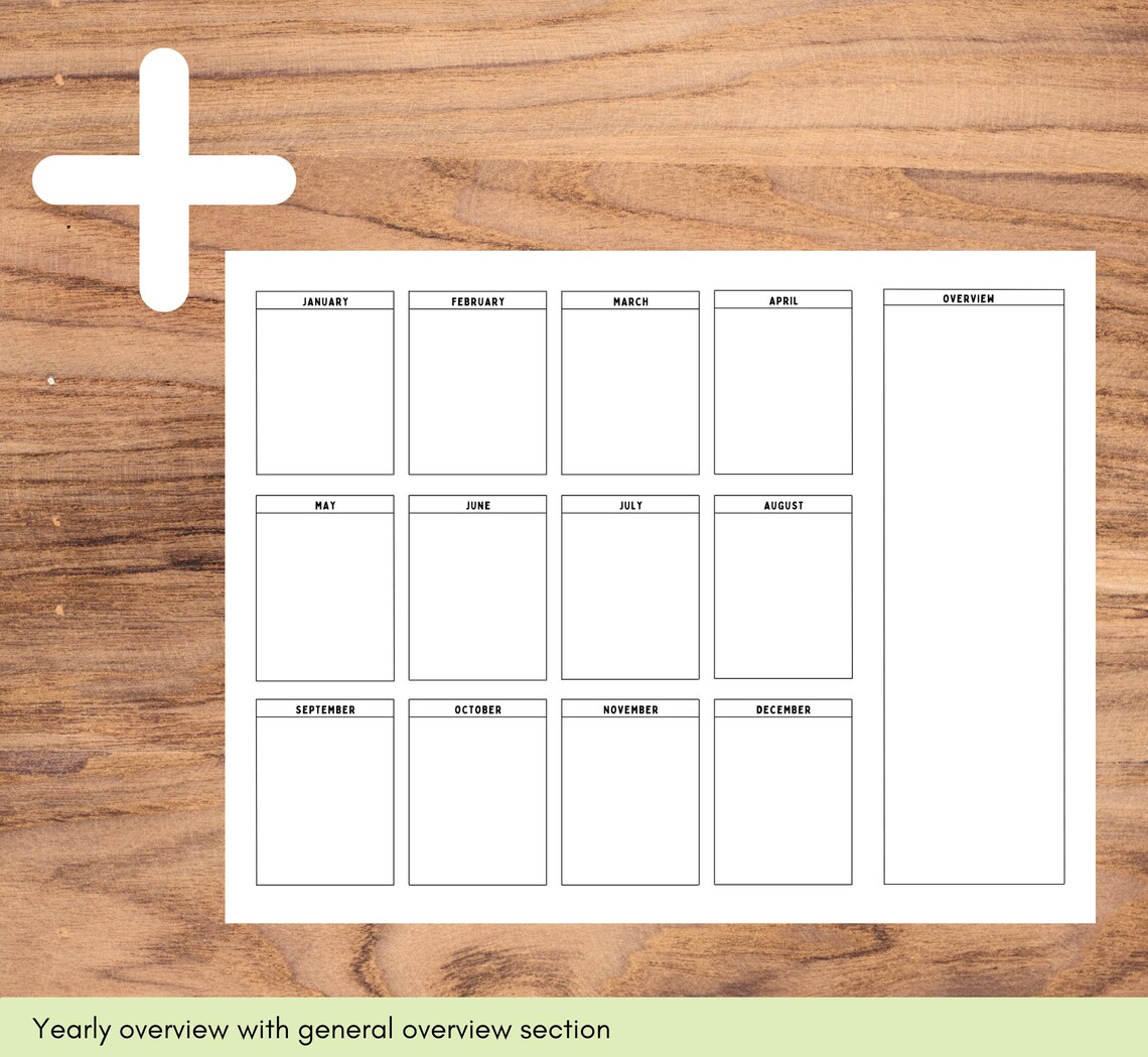 7-day Monthly Planner Printable, Month Calendar, Yearly Overview, Month ...