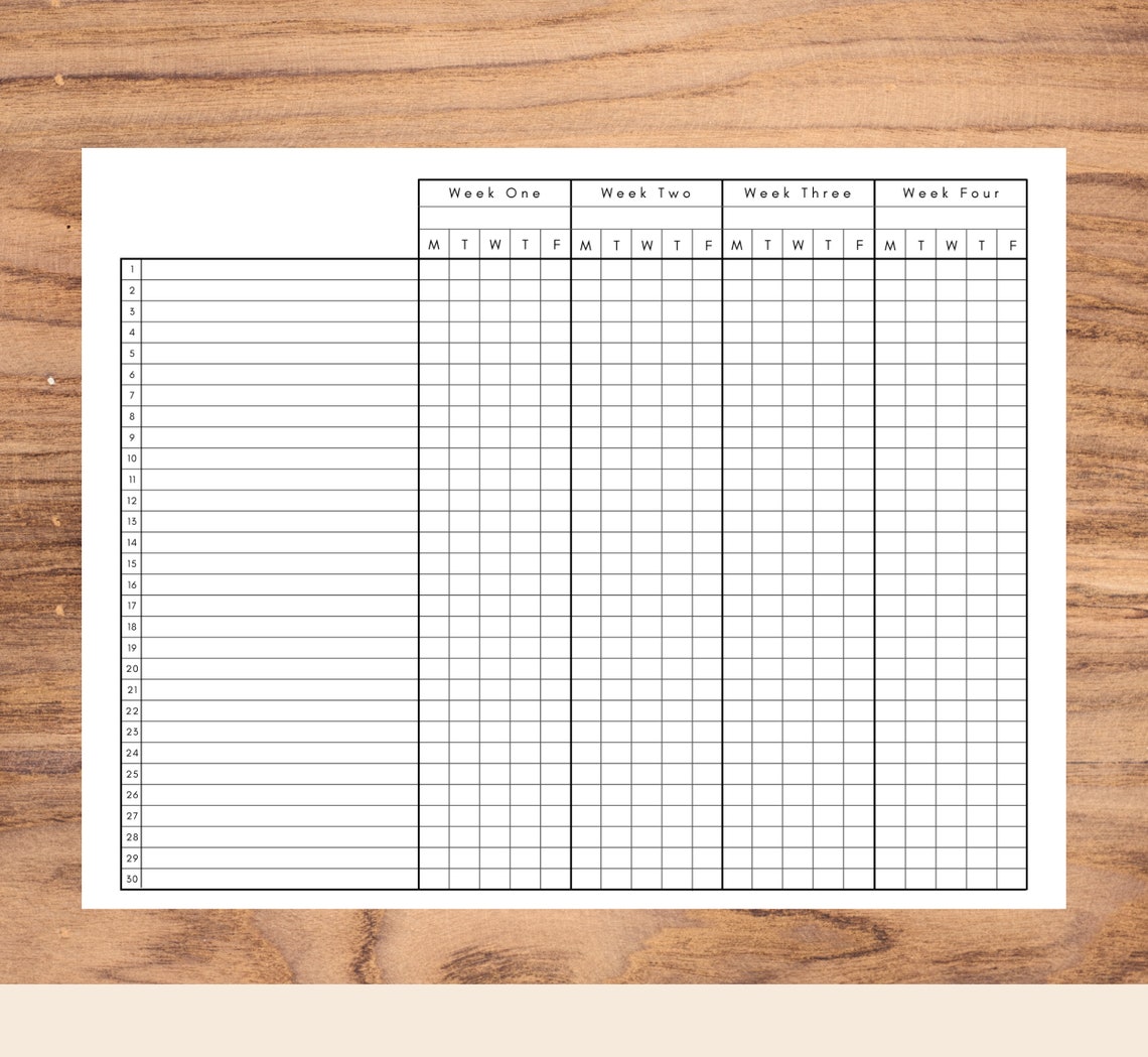 Attendance Sheet Monthly Attendance Sheet Attendance Log - Etsy