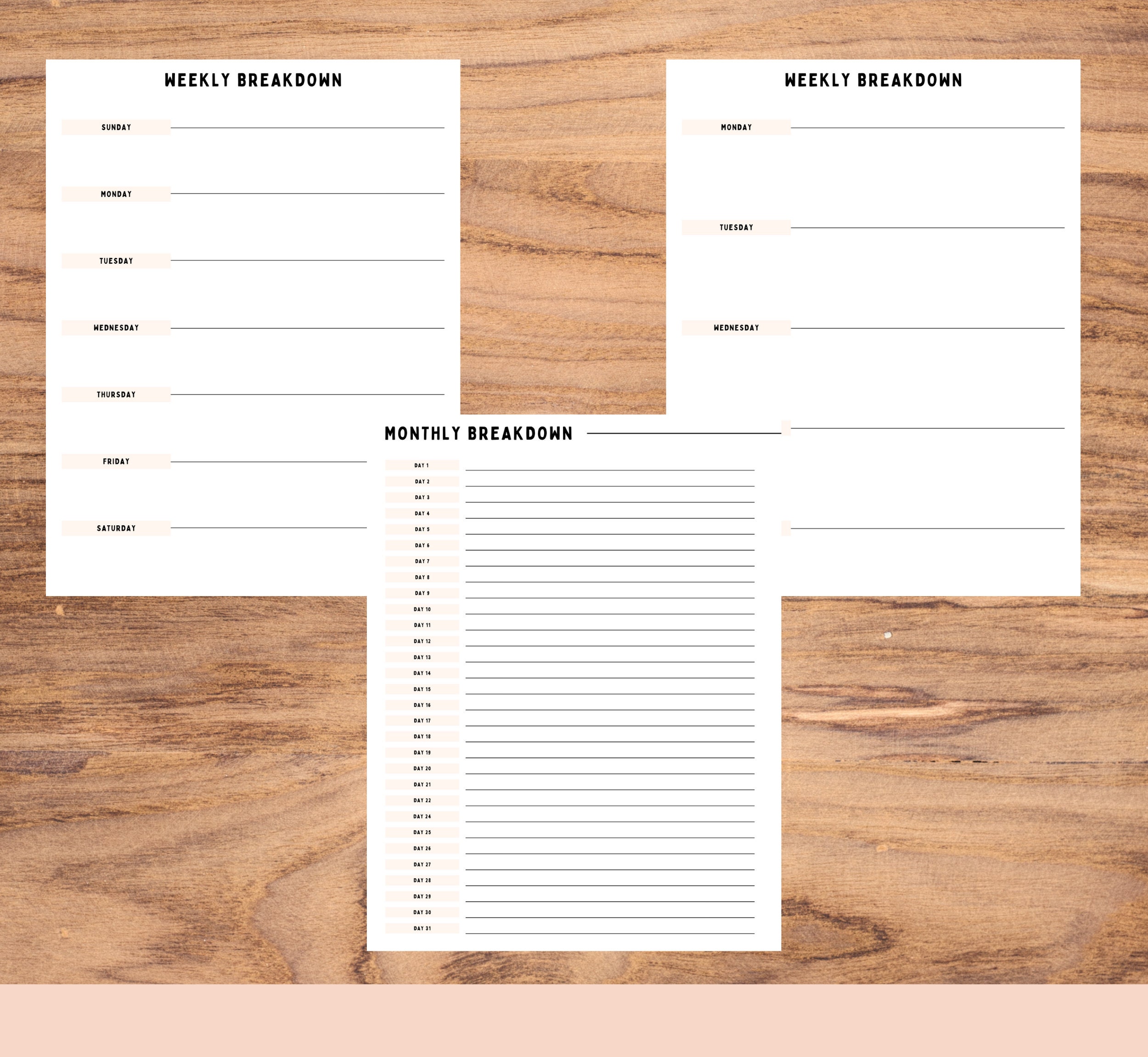 Weekly Breakdown Notepad Weekly Planner Printable 5-day - Etsy