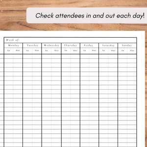 Mon-sun Attendance Sheet With Blank Date Section, With in & Out Initial ...