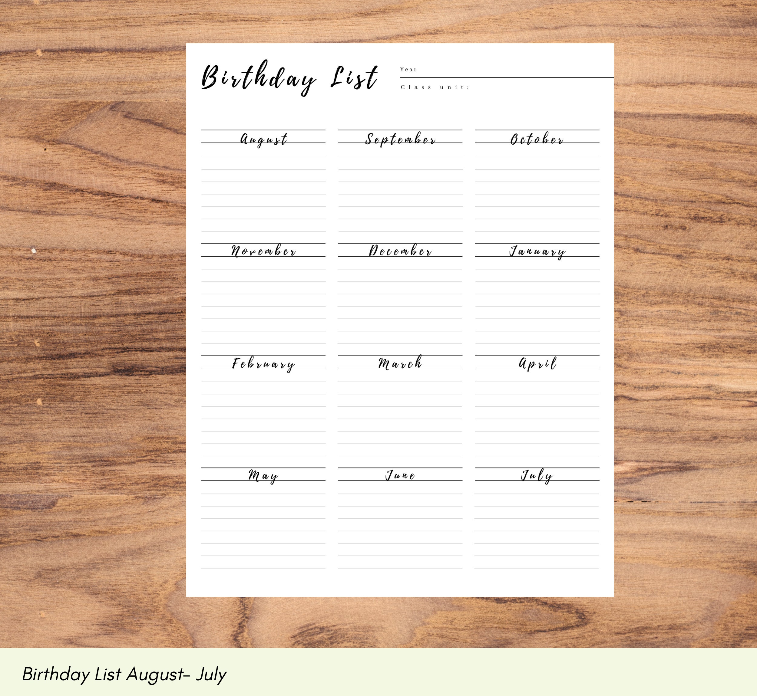 Birthday Tracker, Classroom Birthday List, Classroom Tools, Birthday ...