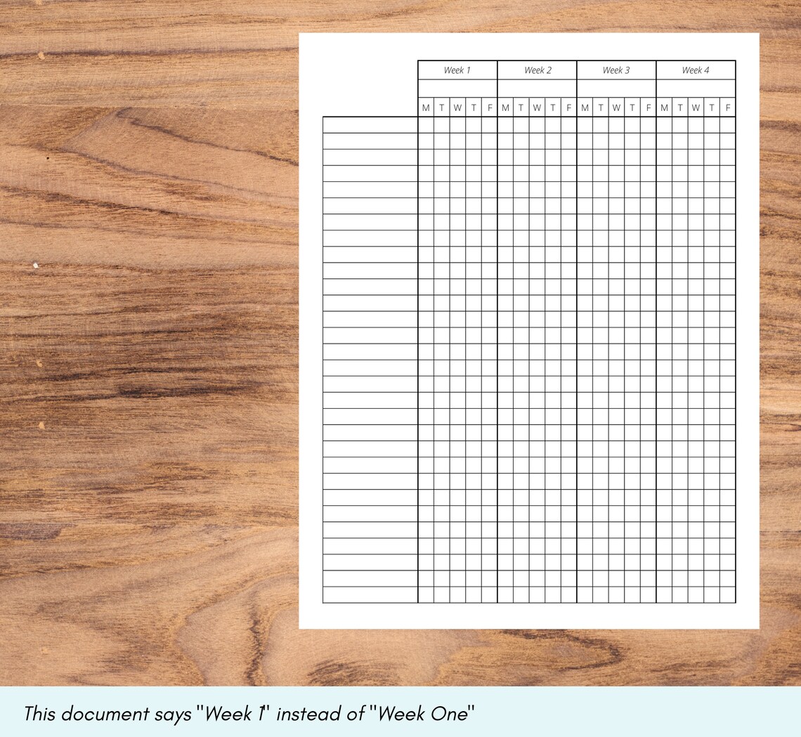 Attendance Sheet Monthly Attendance Sheet Attendance Log - Etsy