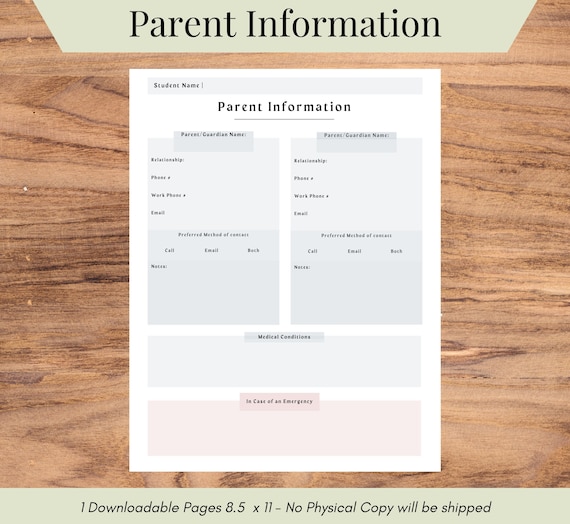 Parent/guardian Information Babysitter Information Sheet - Etsy